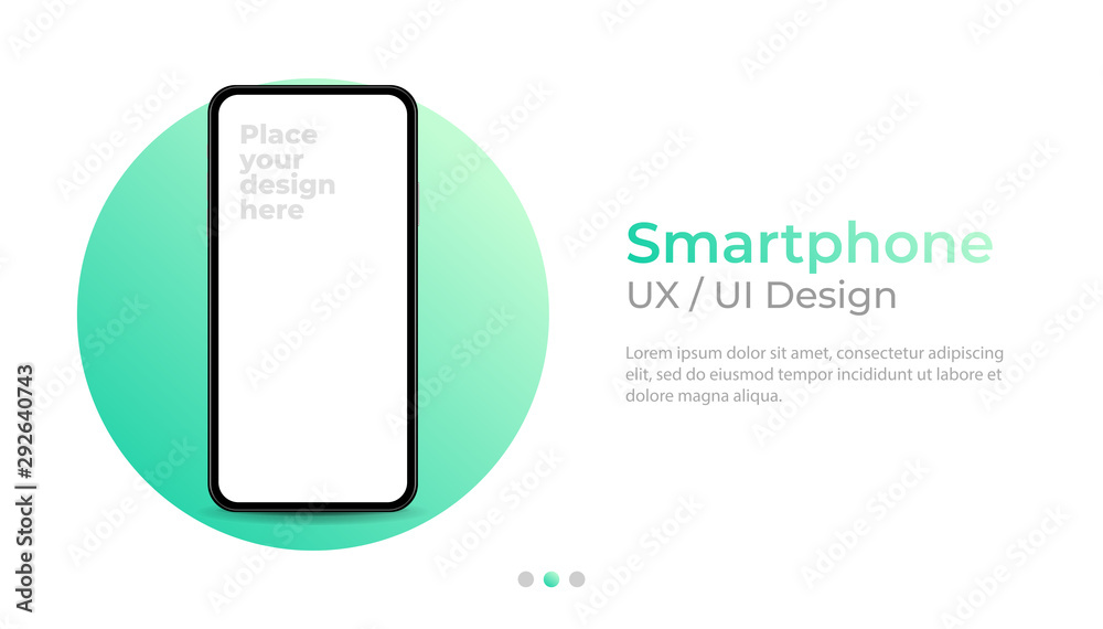 Smartphone with blank screen banner, mockup. Template for UI design ...