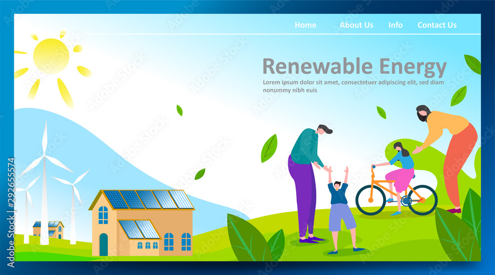Green renewable energy concept with people or family parent kid. Boy ...