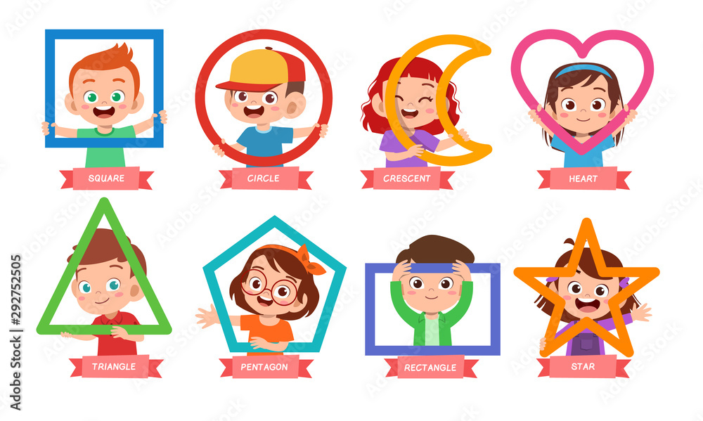 cute kids learn basic shape math lesson Stock Vector | Adobe Stock