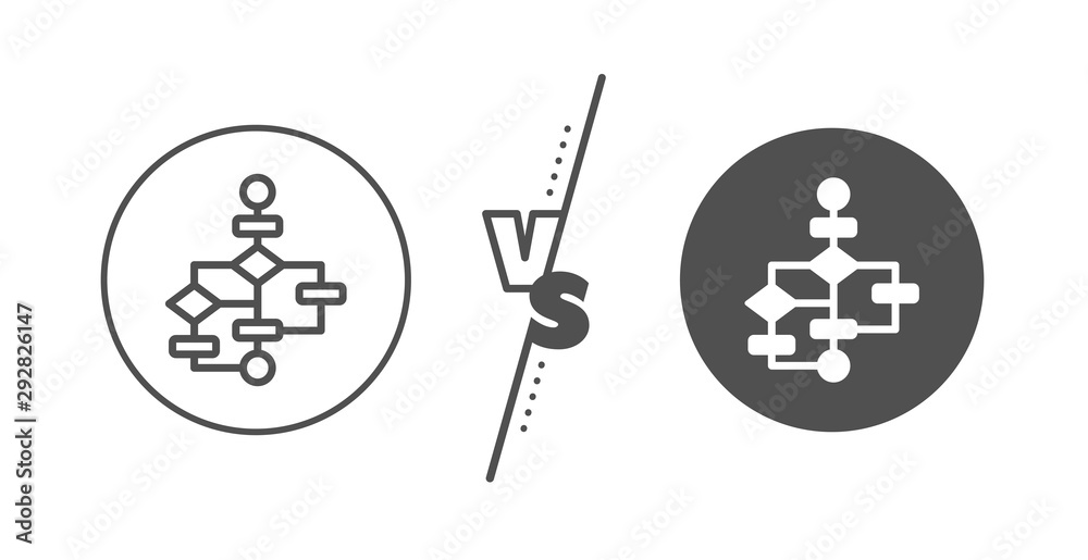 Path scheme sign. Versus concept. Block diagram line icon. Algorithm ...