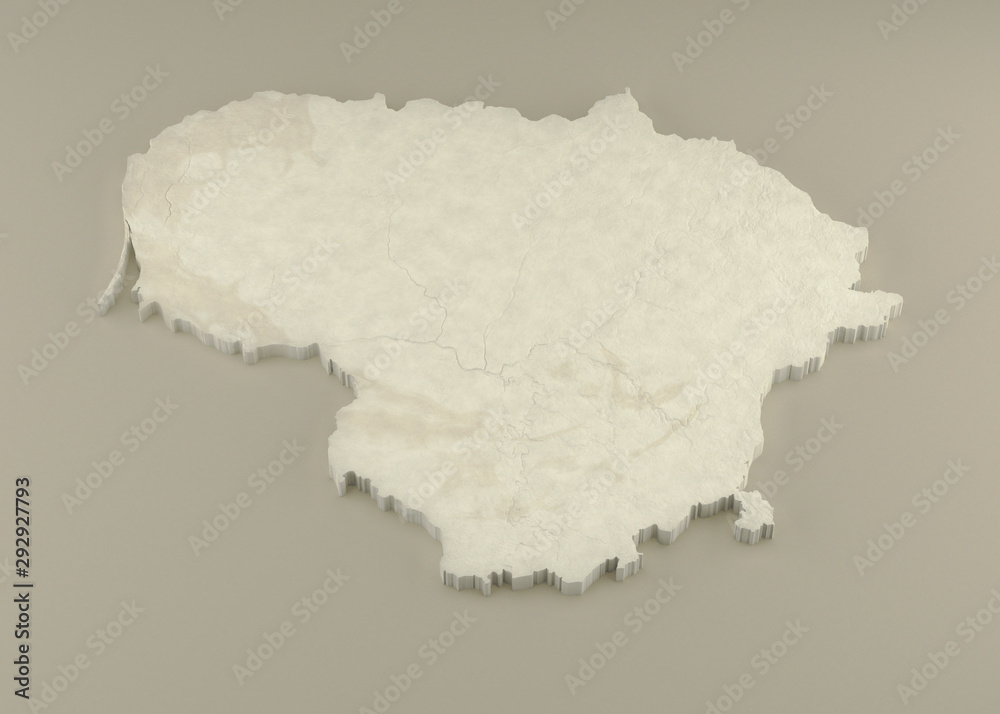 Extruded 3D political Map of Lithuania with relief as marble sculpture ...