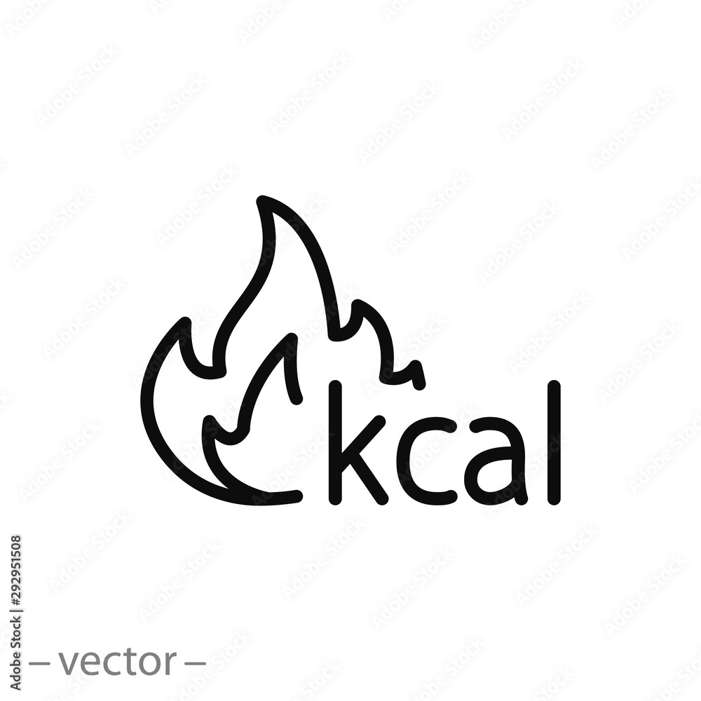 calorie burn icon, loss calories and weight, logo, thin line symbol on ...