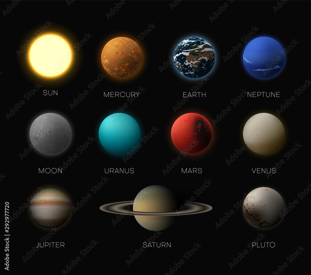 Solar system planets realistic vector illustrations set Stock Vector ...