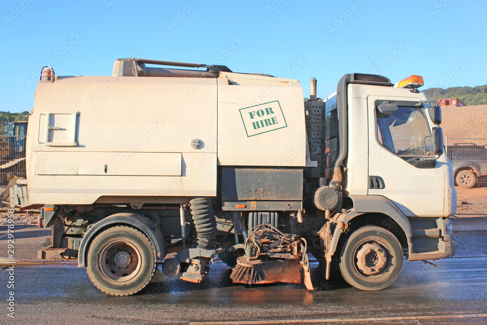 Road sweeper at work Stock Photo | Adobe Stock