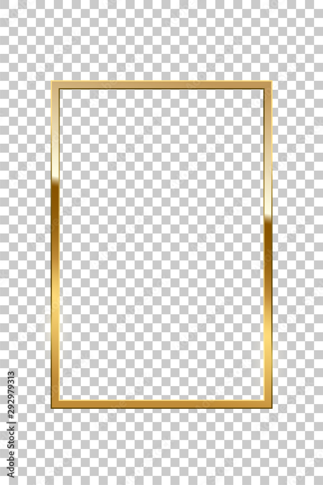 Shiny sparkling golden rectangle on transparent background vector ...