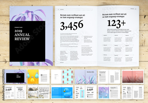 Annual Review Layout with Bold Text Elements Stock Template | Adobe Stock