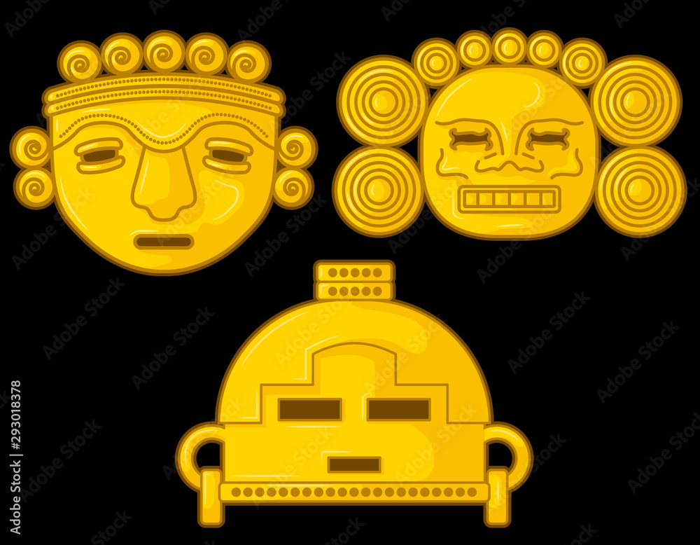 Ancient Colombian golden heads of some pre hispanic native cultures ...