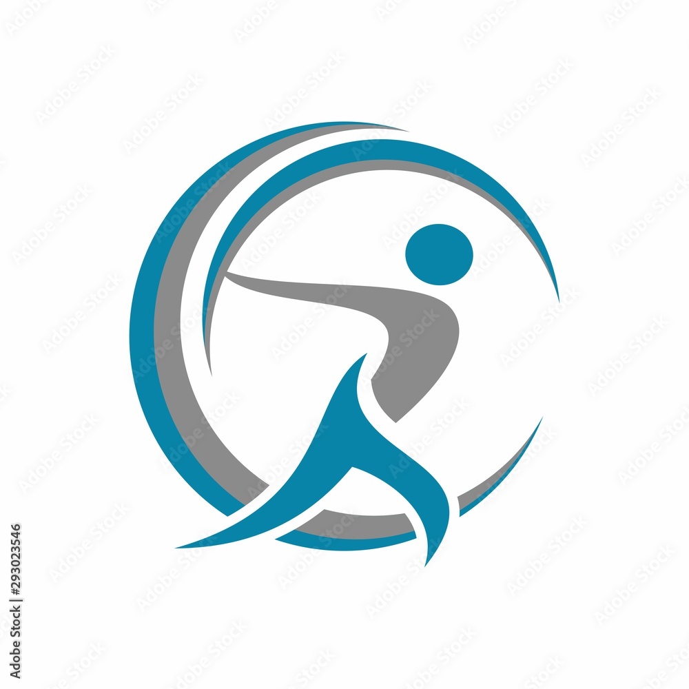 Running happy abstract stick figure logo design template vector ...
