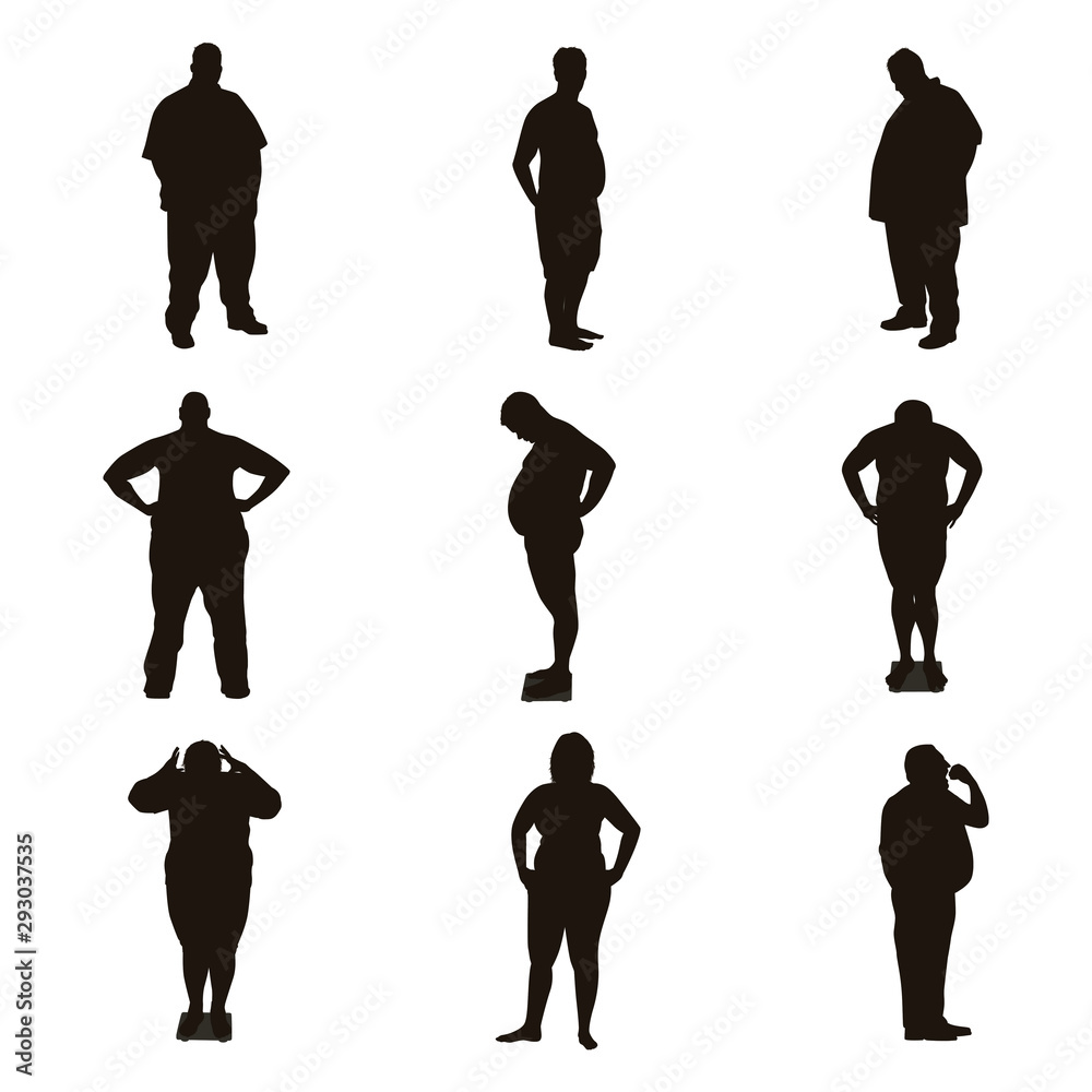 Fat People Silhouettes Stock Vector | Adobe Stock