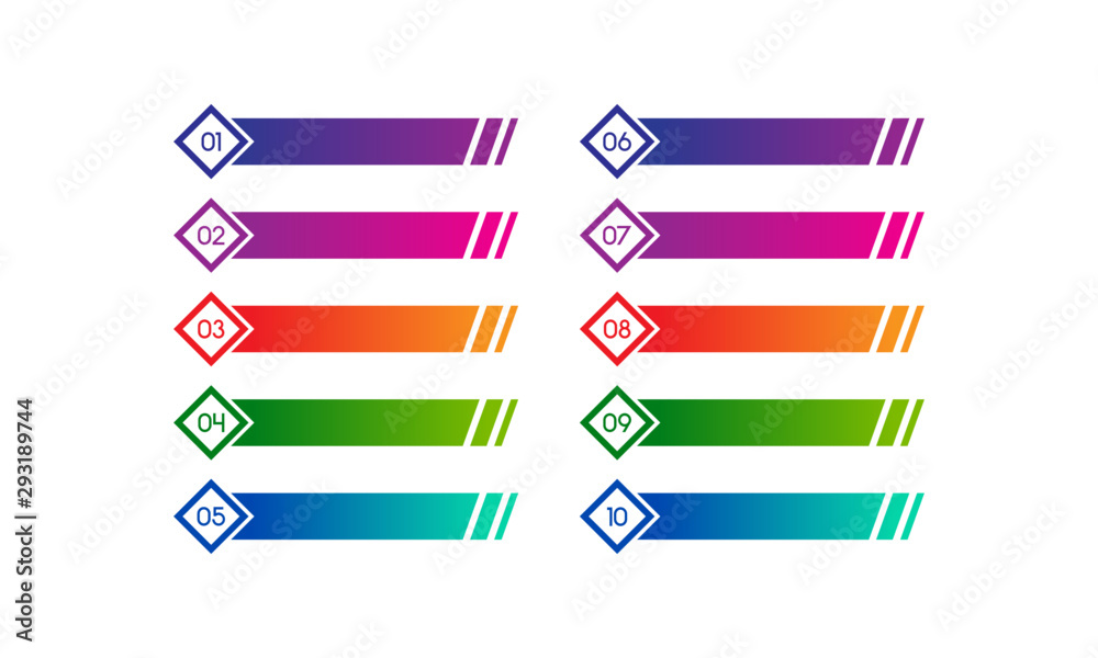 Bullet Points With Numbers 1 to 10 in Colorful Text Boxes. Vector Web ...