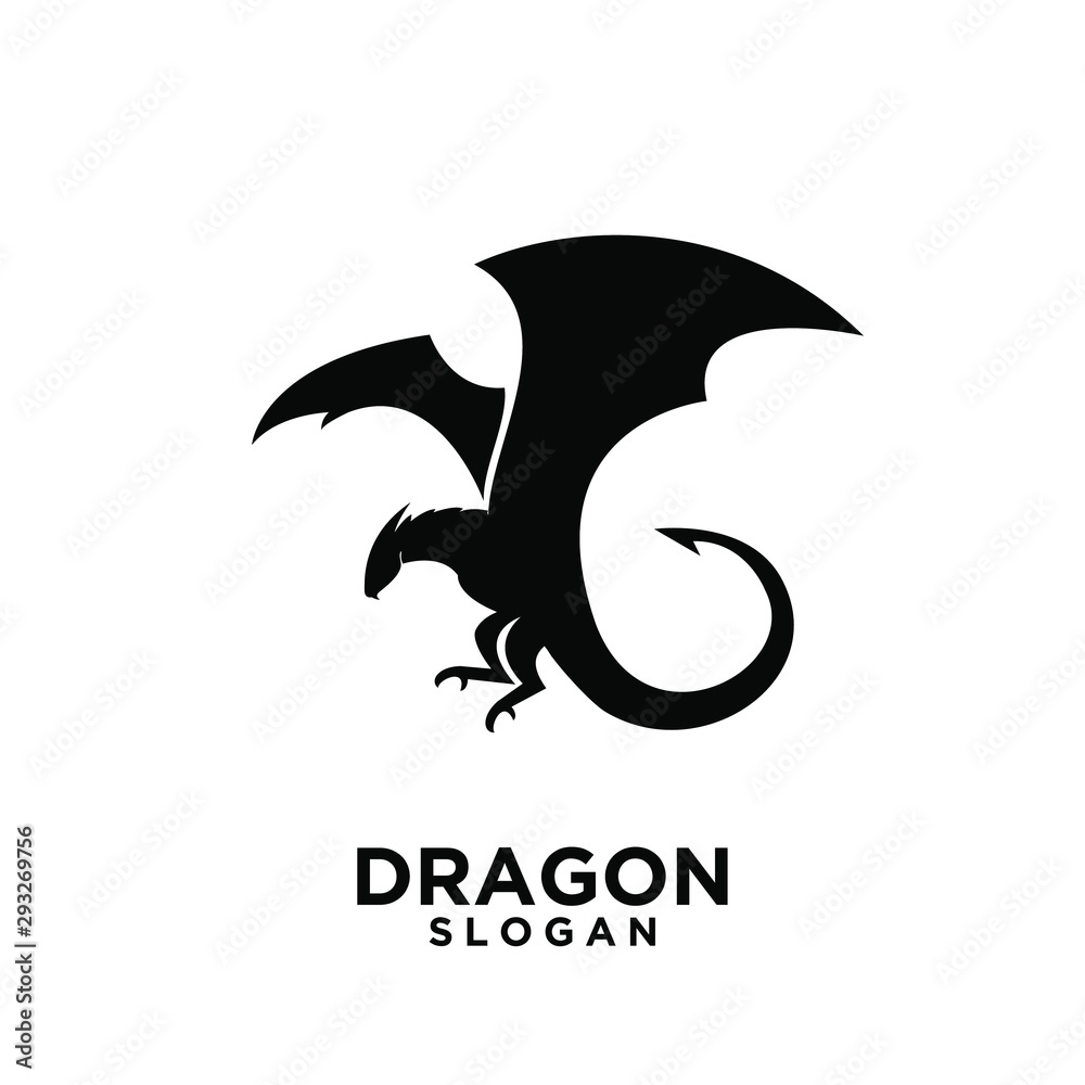 black dragon logo icon design vector illustration Stock Vector | Adobe ...