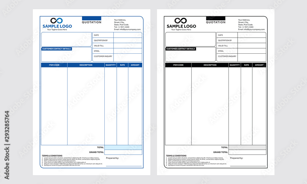 Vector quotation design template, quotation form A4 or Letter Stock Vector | Adobe Stock