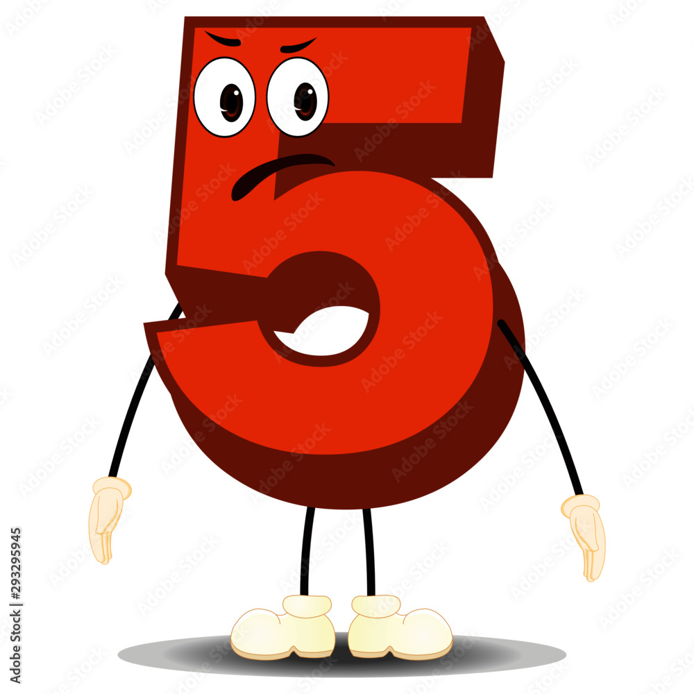 Colorful Number Five - Cartoon Vector Image Stock Vector | Adobe Stock