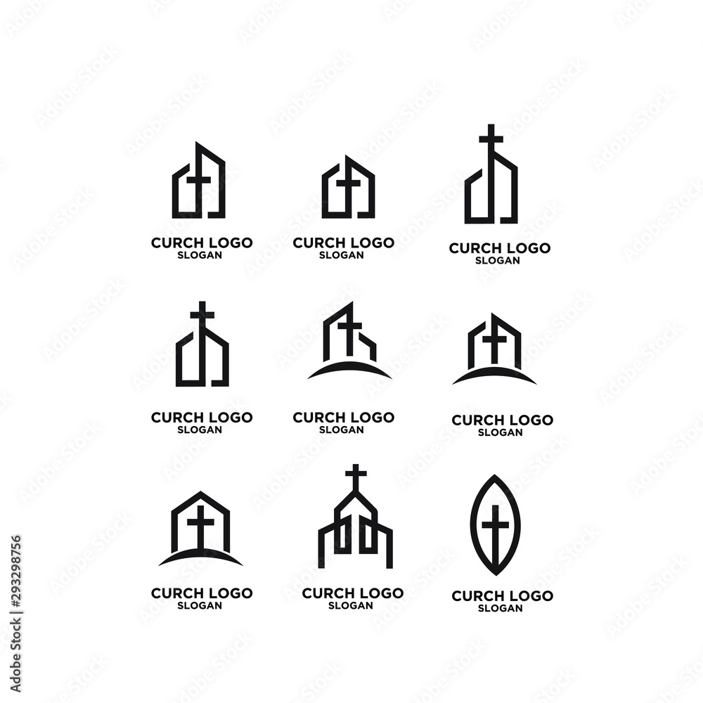 set church minimal logo icon designs Stock Vector | Adobe Stock