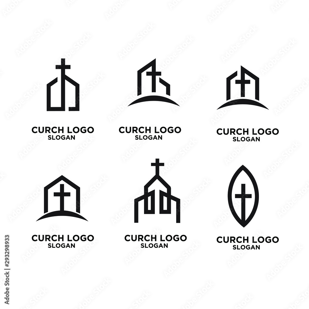 set church minimal logo icon designs Stock Vector | Adobe Stock