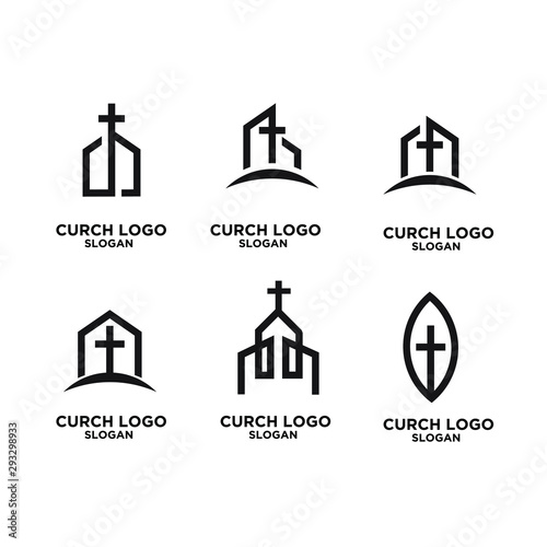 set church minimal logo icon designs Stock Vector | Adobe Stock