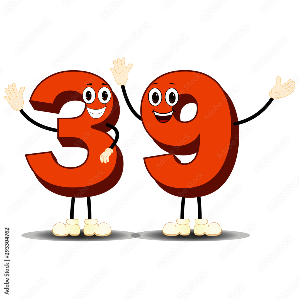 Number Thirty Nine - Cartoon Vector Image Stock Vector | Adobe Stock