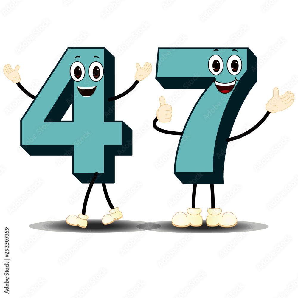 Number Forty Seven - Cartoon Vector Image Stock Vector | Adobe Stock