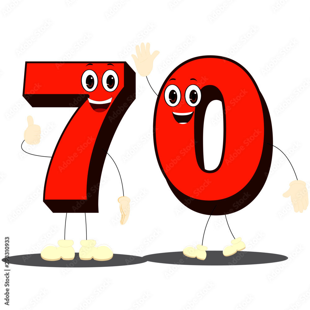 Number Seventy - Cartoon Vector Image Stock Vector | Adobe Stock