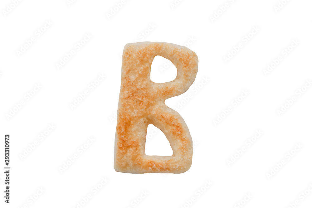 Letter "B" made from sweet puffs. Edible English alphabet. The letters ...