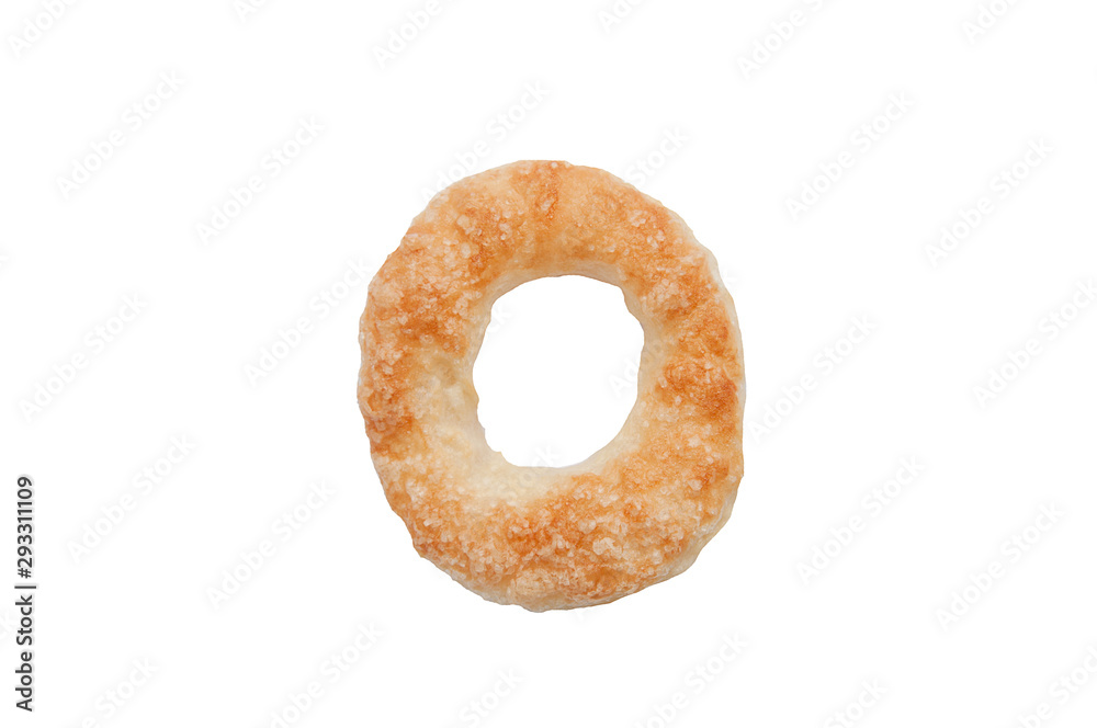 Letter "O" made from sweet puffs. Edible English alphabet. The letters ...