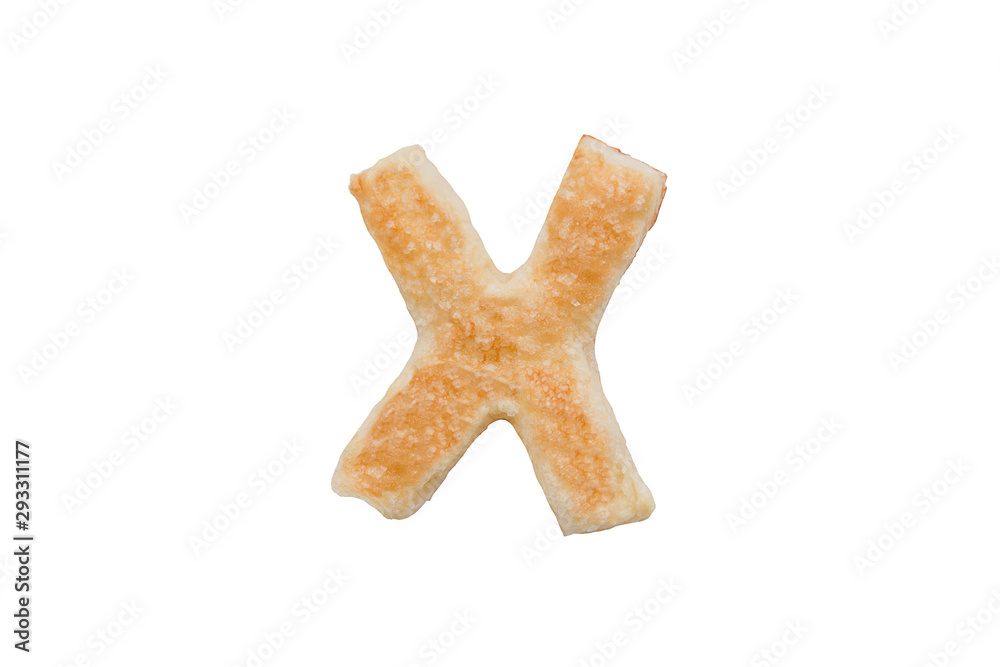 Letter "X" made from sweet puffs. Edible English alphabet. The letters ...