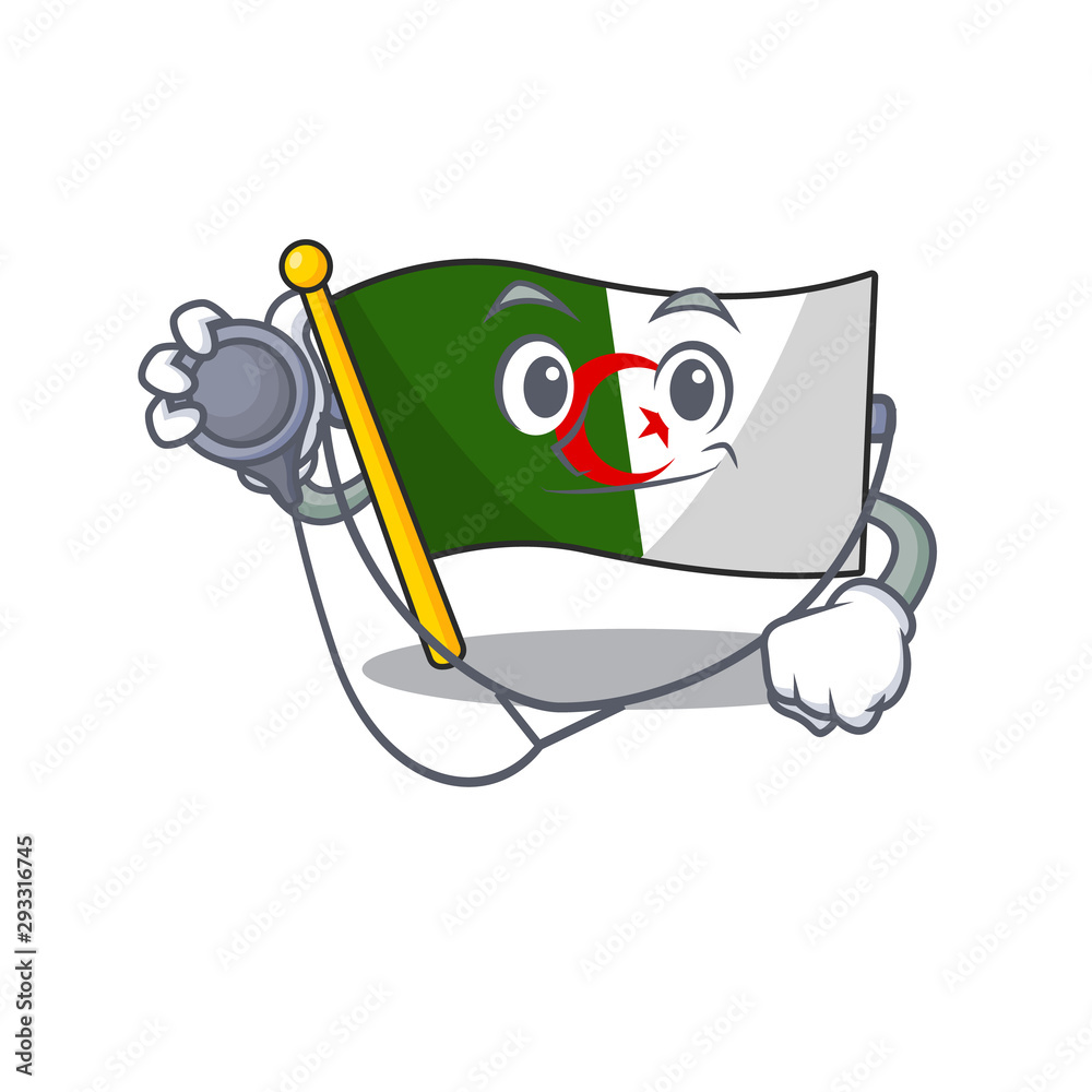 Doctor flag algeria cartoon isolated the mascot Stock Vector | Adobe Stock