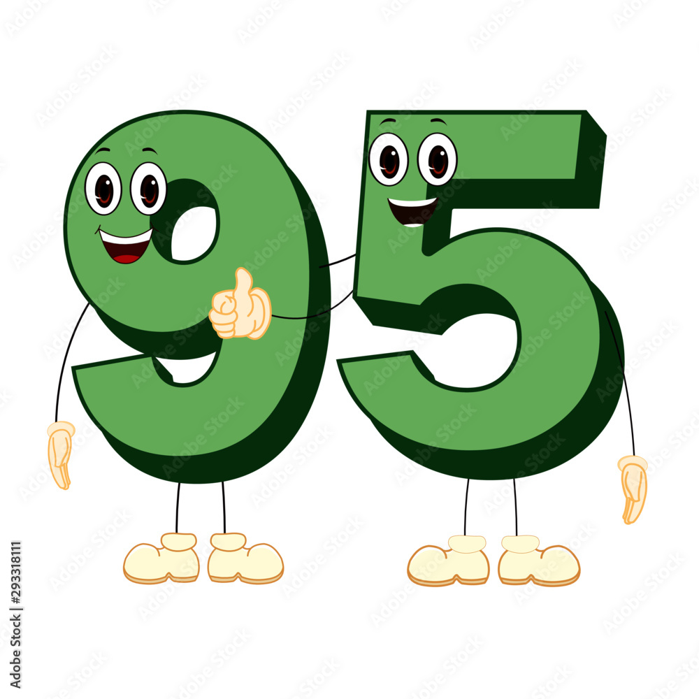 Number Ninety Five - Cartoon Vector Image Stock Vector | Adobe Stock