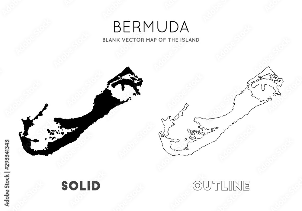 Bermuda map. Blank vector map of the Island. Borders of Bermuda for ...