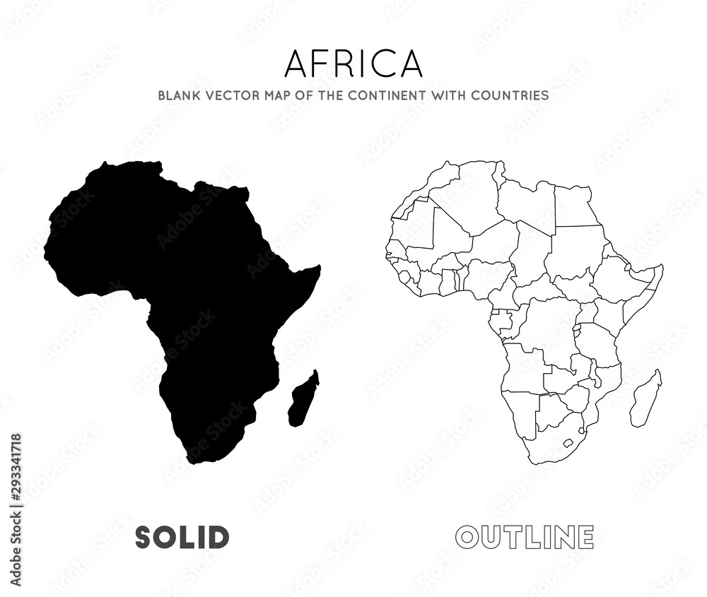 Africa map. Blank vector map of the Continent with countries. Borders ...