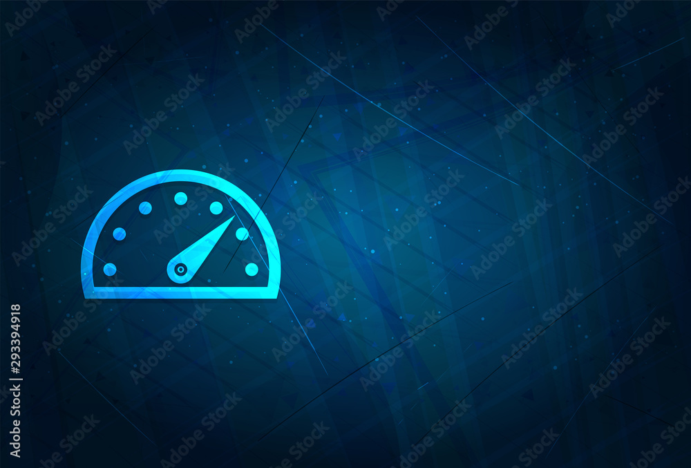Speedometer gauge icon futuristic digital abstract blue background ...