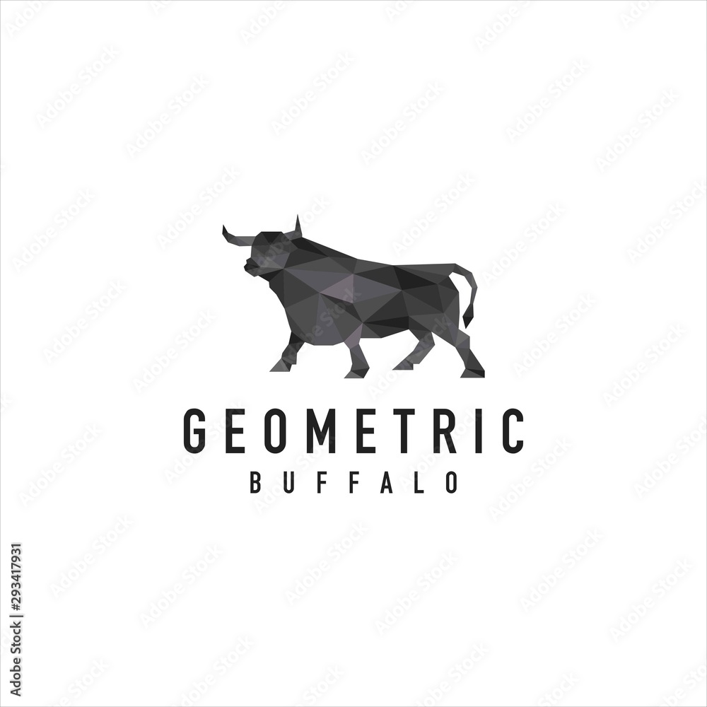Buffalo logo - low poly design - abstract geometric orange Stock Vector ...