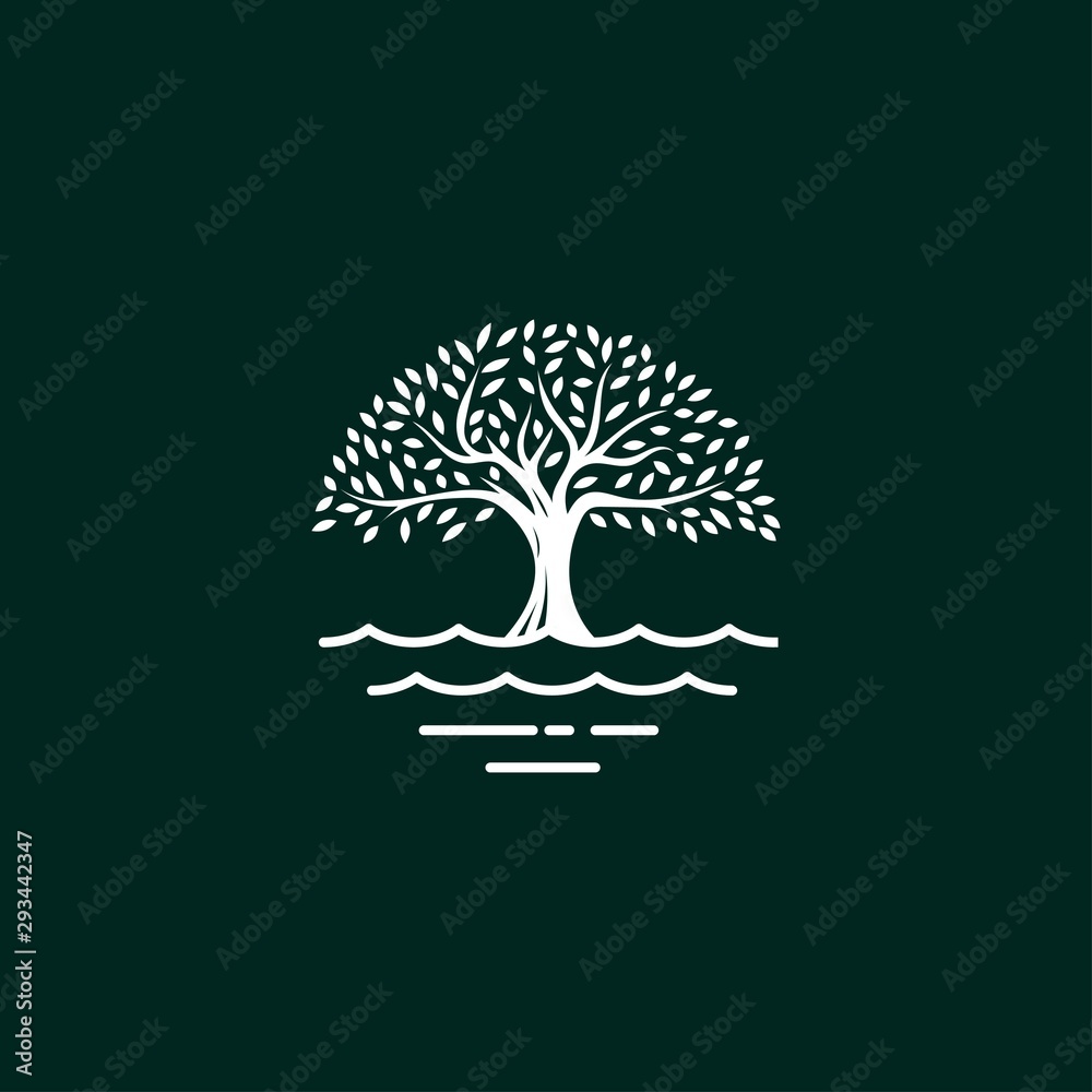 Tree logo design vector template.tree and water symbol Stock Vector ...