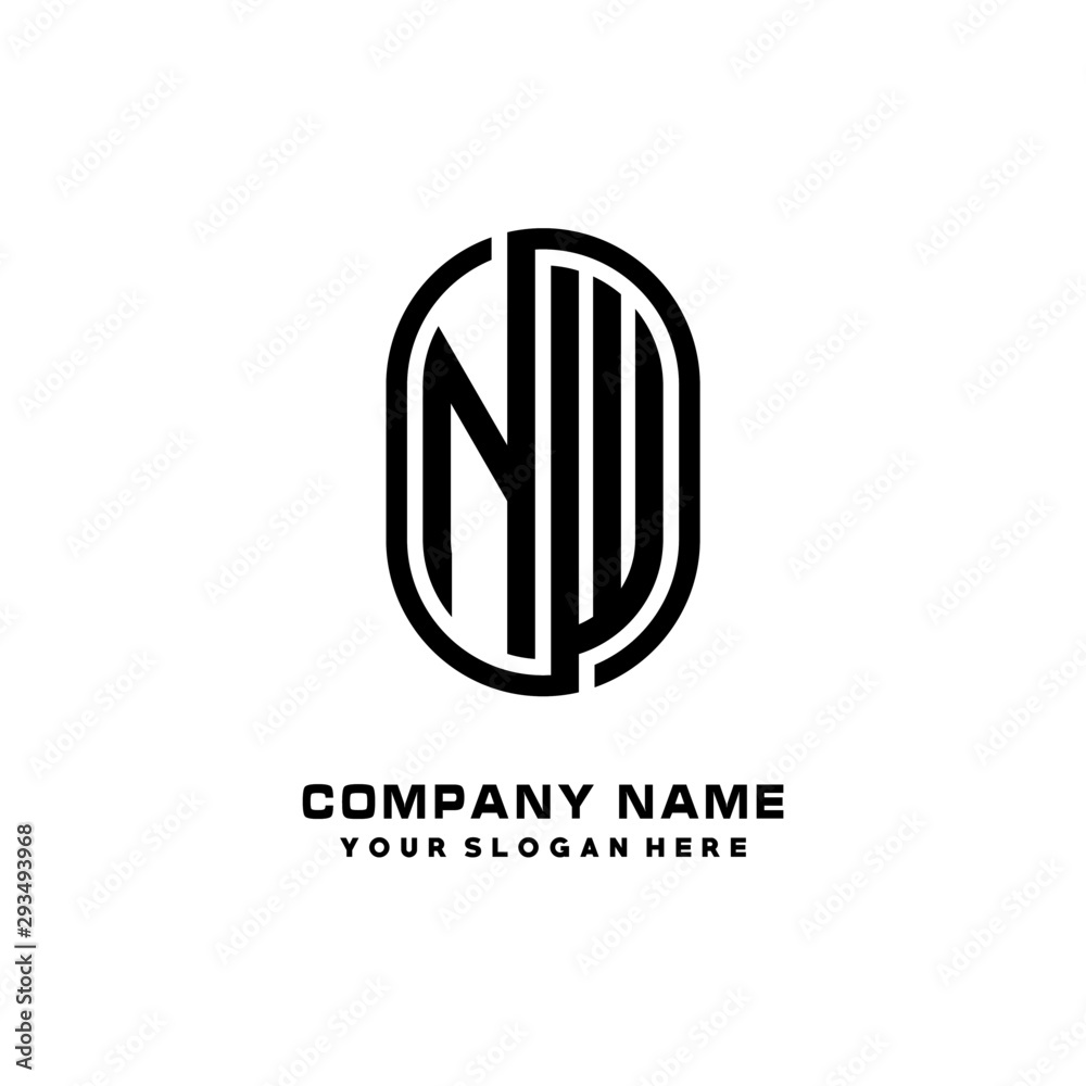 Initial Letter NW Linked Rounded Design Logo, Black color. feminine ... Initial Letter NW Linked Rounded Design Logo, Black color. feminine ...