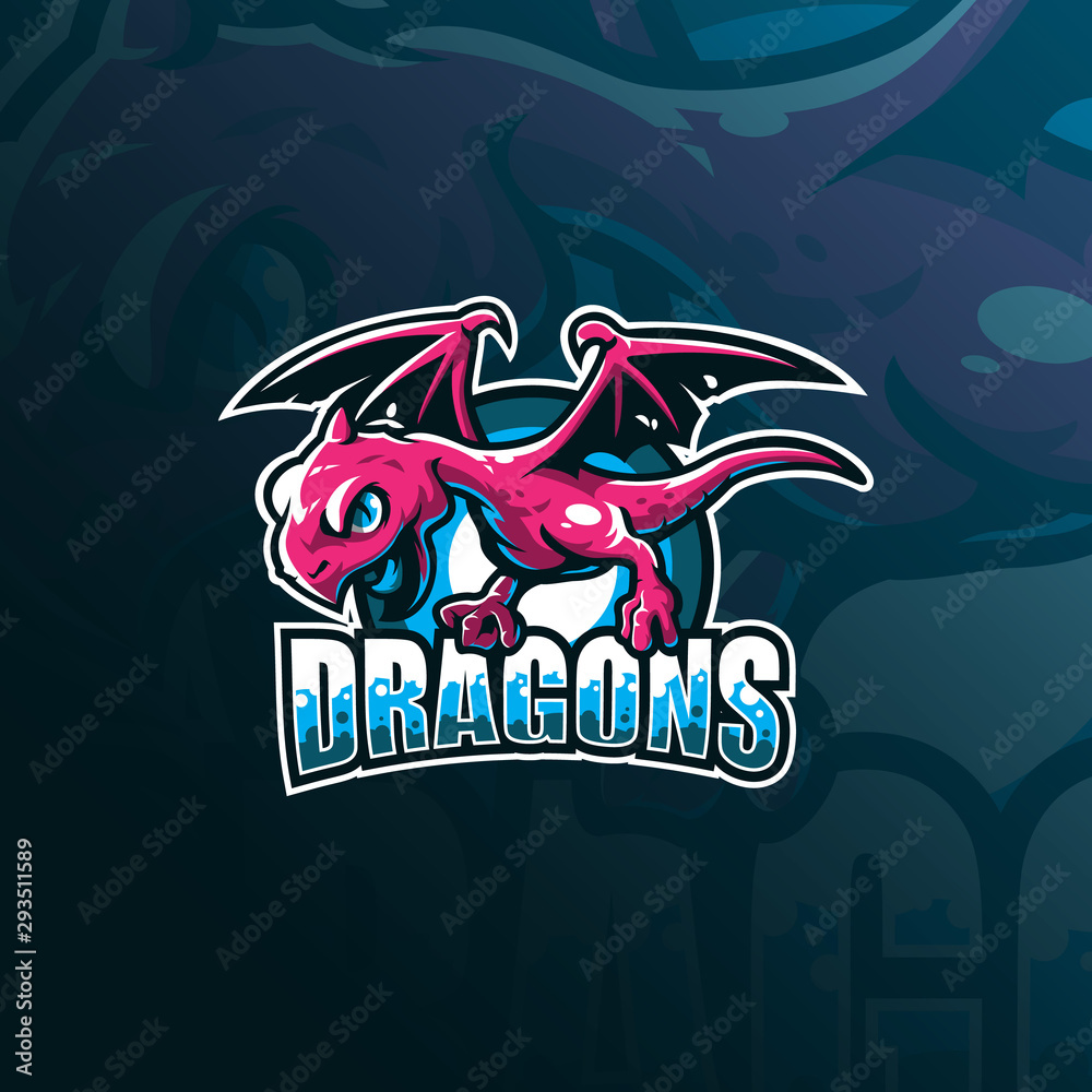 dragon mascot logo design vector with modern illustration concept style ...