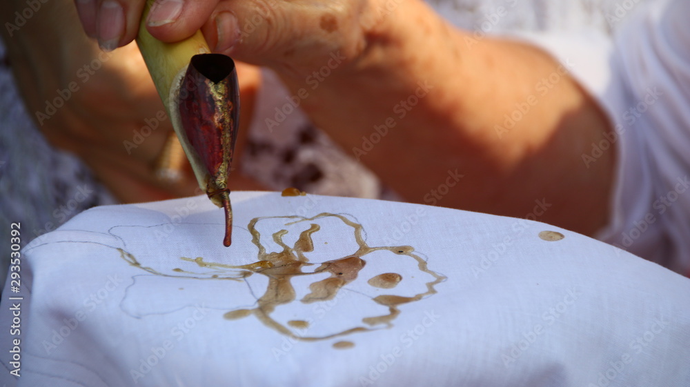 process of making batik painting at Batik Seno Yogyakarta. Create and ...