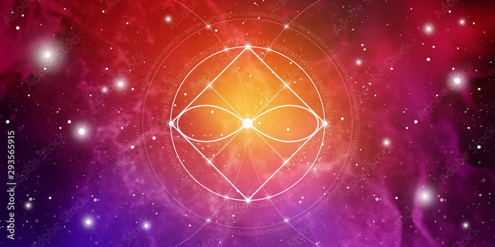 Sacred geometry website banner with golden ratio numbers, eternity ...