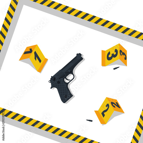 CSI investigation. Crime scene. Collecting evidence. Vector ...