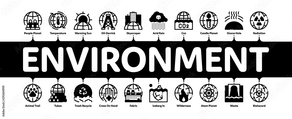Vector de Stock Environmental Problems Minimal Infographic Web Banner ...
