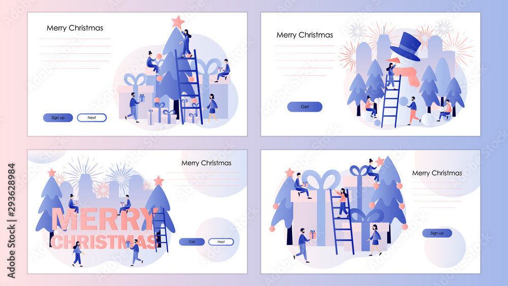 Merry Christmas. Winter Holidays concept. Screen template for mobile ...