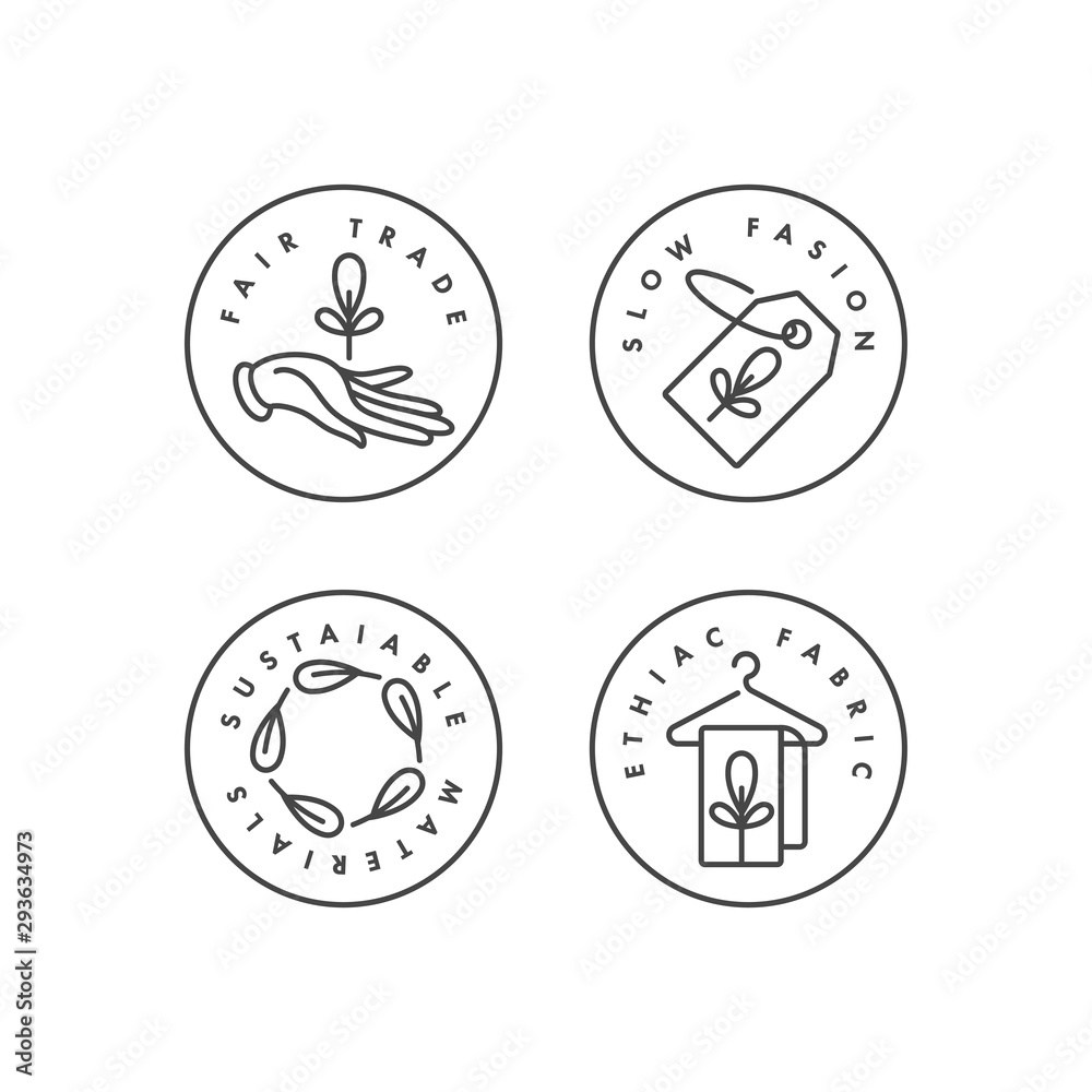 Vector set of logos, badges and icons for eco-friendly manufacturing ...