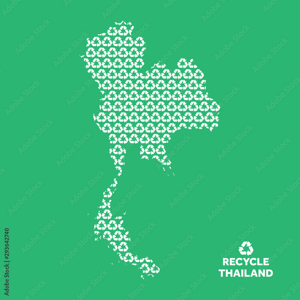 Thailand map made from recycling symbol. Environmental concept Stock ...