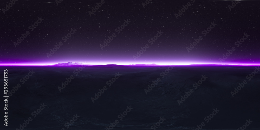 360 degree starry night sky texture, night alien desert landscape ...