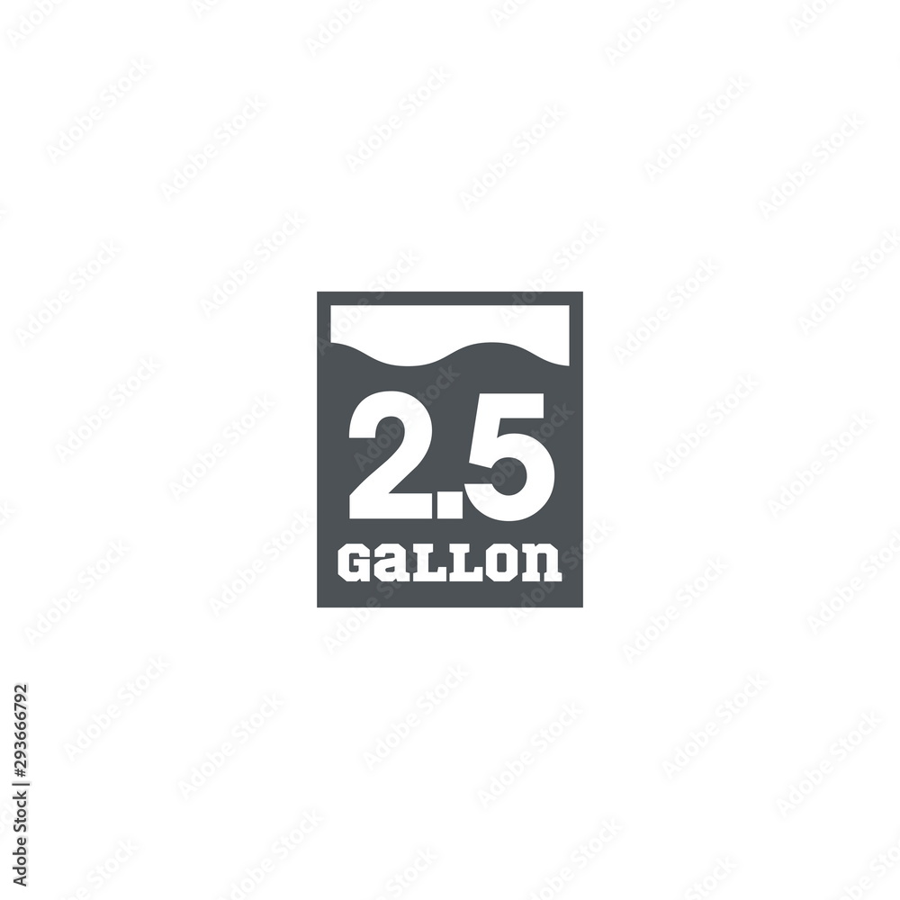 2.5 gal sign (mark) estimated volumes gallons. Vector symbol pac Stock ...