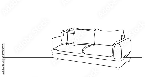 continuous line drawing of couch sofa with cushions Stock Vector ...