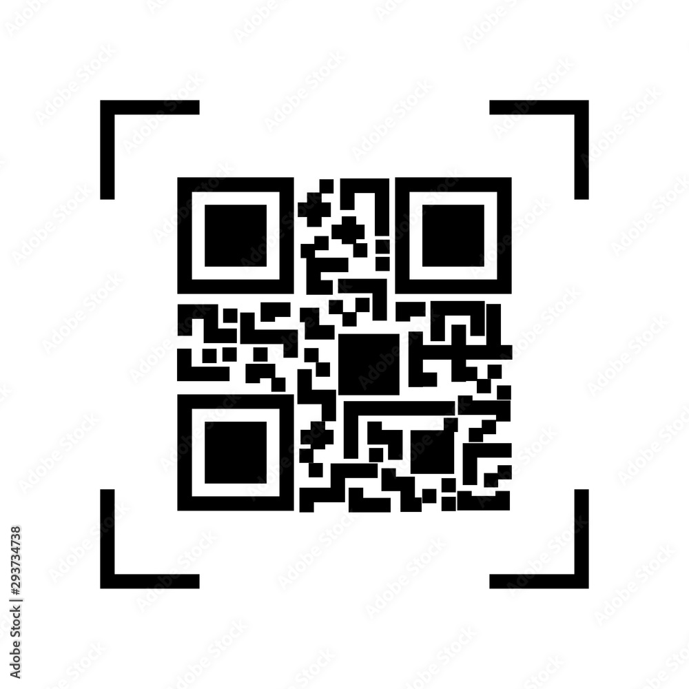 Scanning black round simple qr code on phone screen icon, for interface ...