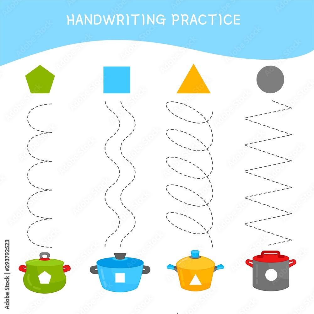Handwriting practice sheet. Basic writing. Educational game for ...