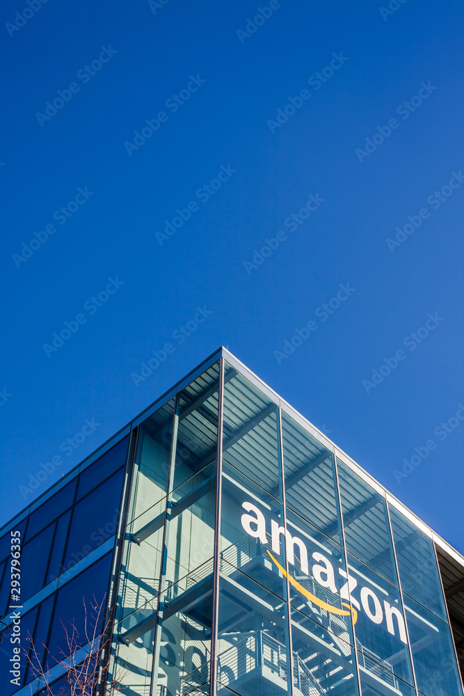 Amazon logo at office building, Munich Germany Stock Photo | Adobe Stock