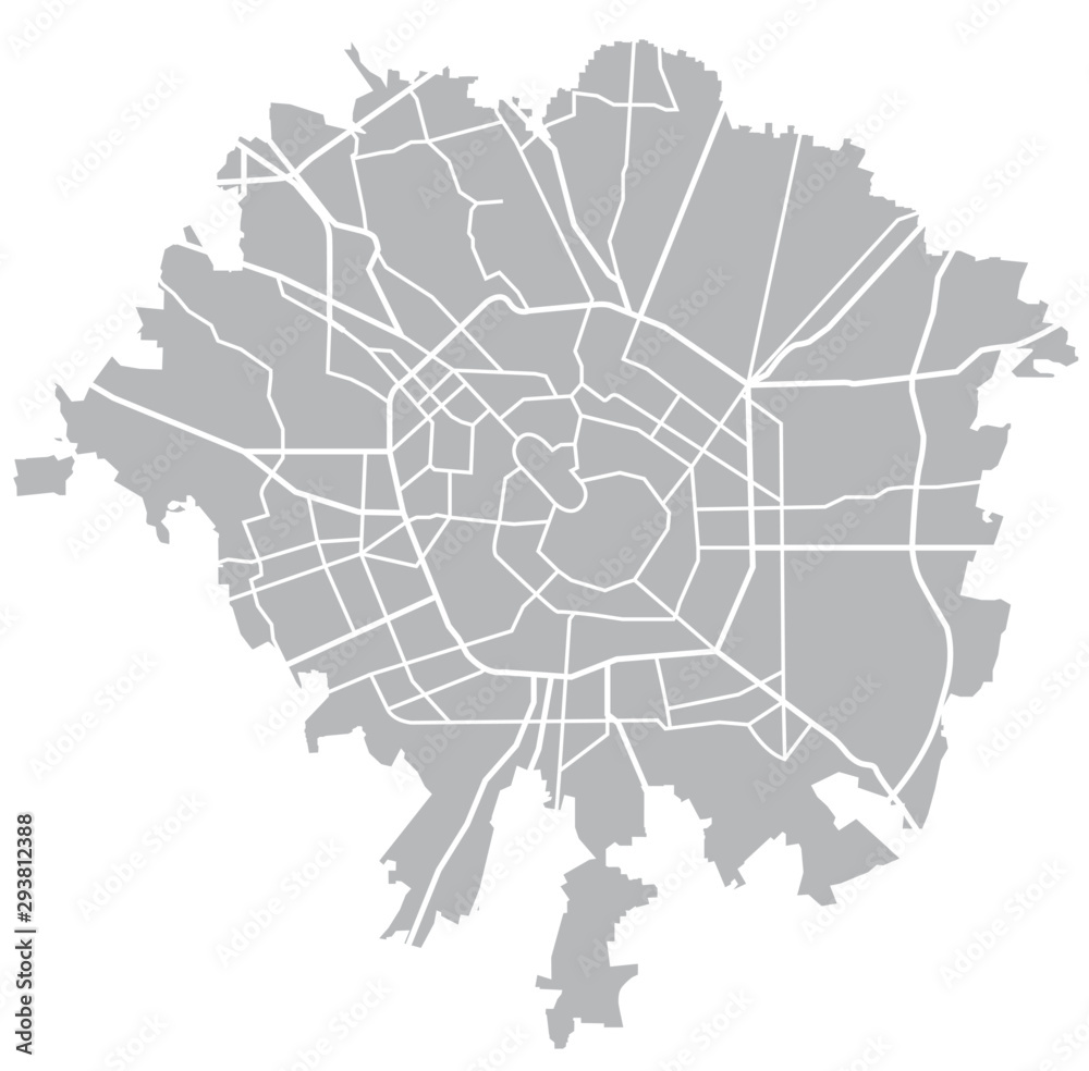 Milano vector grey map Stock Vector | Adobe Stock