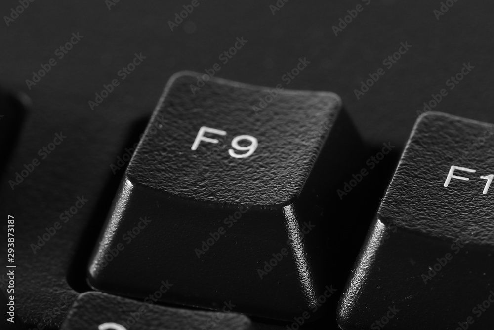 F9 key, computer keyboard background and texture, side view Stock Photo ...